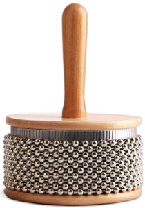 studio z 5.1in wooden cabasa with stainless steel beaded chain and cylinder for band / music latin percussion instrument