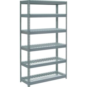 global industrial extra heavy duty shelving 48"w x 12"d x 96"h with 6 shelves, wire deck, gry