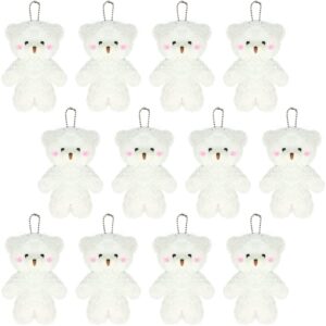 wegutats 12 pack mini white teddy bears , 4.7 inch tiny soft stuffed teddy bear, mini plush bears bulk for birthday table decor centerpiece bag fillers party favors diy keychain crafts, we