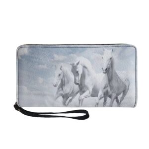 dellukee wallets for women horse print pu leather card holder organizer ladies clutch travel purse wristlet