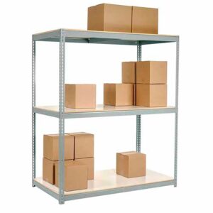 global industrial wide span rack 60x36x84 3 shelves deck 1200 lb. cap per level gray