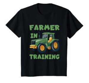 funny tractor boy farmer in training tractor graphic t-shirt