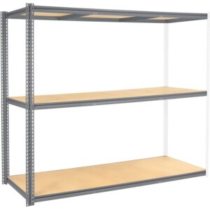 global industrial high capacity add-on rack 96x48x843 levels wood deck 800 lb per level gry