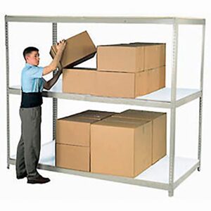 global industrial wide span rack 96x48x84 3 shelves deck 1100 lb. cap per level gray