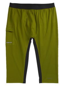 burton men's standard midweight x base layer three-quarter boot pants, calla green, large