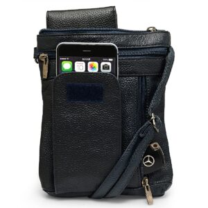 steeltime unisex super soft leather crossbody bag with 5 compartments, a phone pocket & carrying strap | crossbody bags for women, men | bolsos para mujer | navy