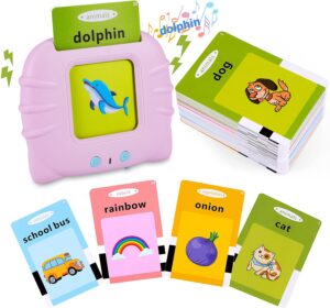 molgsdth flash cards learning toys for 2 3 4 5 6 year old kids, boys and girls autism sensory toys, 112 pcs 224 sight words with audible sound birthday gifts for kids pink