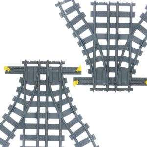 city train track - 2 sets track switch accessories building block, road flexible rails bricks toys