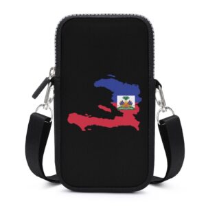 funnystar haitian flag map crossbody phone bag shoulder wallet purse cellphone handbag with adjustable strap