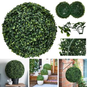 gobograss artificial plant topiary ball - 2pcs 13.8 inch 3 layers milan grass ball for home garden wedding party decoration environmental uv protected faux boxwood decorative ball (13.8in)