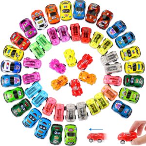 100 pieces cars toy bulk car party favors pull back cars mini cars fun car pack small plastic cars for kids birthday party cake toppers supplies (multiple style)