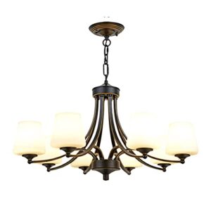 vintage black chandelier modern luxury large ceiling lamp 6-lights pendant light flush mount metal ceiling light fixtures for dining room kitchen entryway-black gold 8