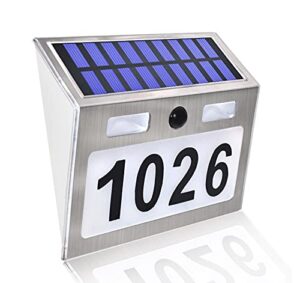 jcyang solar house number plaque light with 200lm motion sensor led lights address number for home garden door solar lamp lighting led house numbers