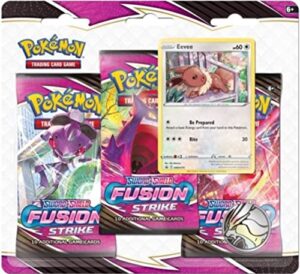 pokemon trading card game: fusion strike 3 pack blister - eevee