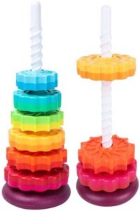 borncare kids spinning spiral stacking toy for baby toddler kids. durable colorful toy pre k