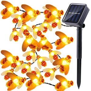 christmas lights,5m solar lights, string 20 led honey bee shape solar powered fairy lights, for outdoor home garden fence summer decoration