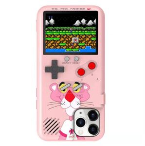 wodetia compatible with iphone 13 / 13pro / 13 pro max gameboy case retro 3d design style silicone protective case with 36 small games color display shockproof video game phone case,pink,13