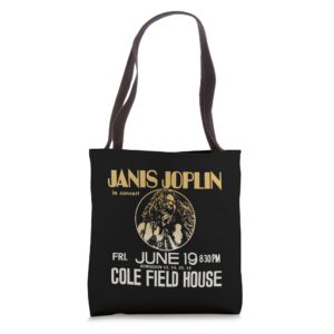 janis joplin in concert tote bag