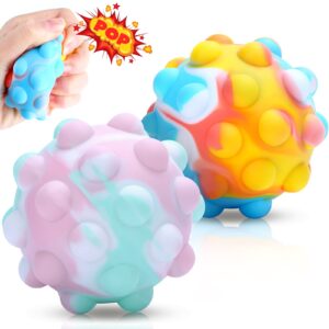 2 pack pop stress balls fidget toys, fidget ball pop squeeze ball, push pop bubble squishy ball fidget toy, stress relief sensory toys bath toys for toddlers game balls easter gifts for kids adults