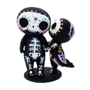 sugar skull couple figurine resin statue, testimony of love sugar skull decor handmade crafts resin ornament creative home room decor, unique gothic skull sculptures table garden yard decoration