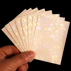 50pcs premium gem laser outer matte photo holographic card sleeves holo card cover standard size shiny foil trading card sleeve kpop cartas protector 66x91mm suit binders (white)