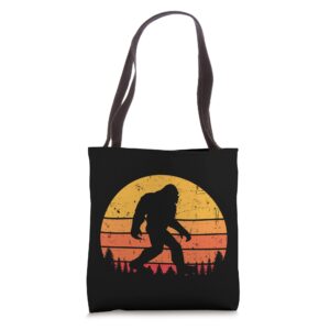 bigfoot sasquatch yeti retro vintage sunset distressed tote bag