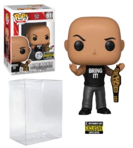 funko the rock #91 25th anniversary wwe exclusive (bundled with ecotek protector case to protect display box)