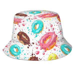 tusbuir donut doughnut bucket hat fisher hat travel beach sun hat outdoor cap for unisex men women, one size