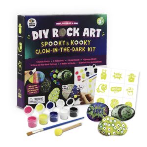 glow in the dark rock painting kit for kids - arts and crafts for girls boys ages 6-12 - art craft kits paint set - supplies for painting rocks - diy gift ideas, activities age 4 6 7 8- 12, 9-12