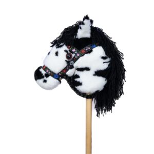 prairie ponies stick horse - hobby horse - stick pony (buckskin with black floral halter)