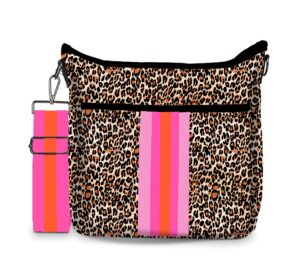 crossbody bag neoprene womens purse, handbag beach bag by gracebeth (pink cheetah)