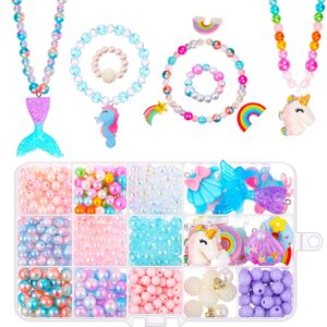 juexica 540 pieces unicorn mermaid diy bead jewelry making kit for rainbow shell necklace bracelet craft art for unicorn mermaid charms for jewelry making