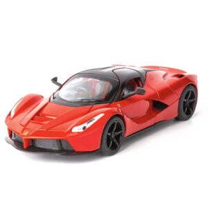 bdtctk compatible for 1:22 ferrari rafa toy model car, zinc alloy pull back car with sound and light and body door opened, toy car for kids boy girl gift red