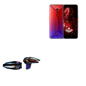 boxwave gaming gear compatible with nubia red magic 5s - touchscreen quicktrigger auto, trigger buttons autofire gaming mobile fps - jet black