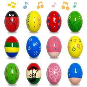 jofan 12 pack wooden percussion musical shake eggs easter egg shakers for kids boys girls toddlers easter basket stuffers gifts