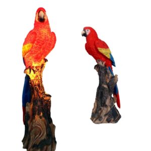 ironrain solar garden statues outdoor parrot decorative figurine waterproof lights art décor red large parrots animal sculpture for garden yard lawn home ornaments (parrot 1)