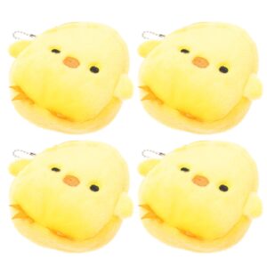 imikeya 4pcs coin purse plush yellow chick change purse kawaii charge purse cell phone wallet christmas party favors gifts