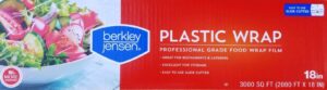 berkley and jensen berkley jensen professional plastic wrap with cutter slide 3000 foot x 18 inches food service film (18 inch), pack of two