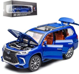 erock exquisite car model 1/24 lexus 570 off-road in luxury suv model car, zinc alloy pull back toy car with sound and light for kids boy girl gift