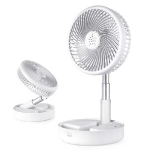 sgokeen up to 40 inch standing fan portable desk fan with adjustable height for travel camping tent bedroom baby kids pedestal fans, rechargeable & super quiet