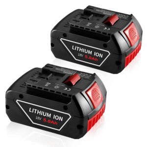 manufer 2 packs 5.0ah 18v bat609 li-ion replacment for bosch 18v battery compatible with bosch lithium ion 18v bat609 bat610g bat618g bat619 bat621 bat620 cordless power tool battery