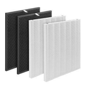 valzone 2 sets 116130 true hepa replacement filter h combo packs, compatible with winix 5500-2 and model am80, part #116130, 2 premium h13 true hepa and 2 activated carbon filters