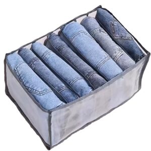 wardrobe clothes organizer for jeans, 7 grids clothes drawer organizers for clothing, pants storage organizer for closets t-shirt,legging,skirts,jeans,kid clothes (1 pack gray)