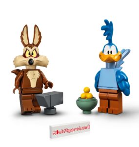 lego looney tunes minifigures series 71030 - road runner and wile e. coyote combo (with minifigureland tile)