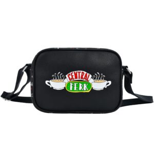 danielle nicole dani friends central perk logo crossbody bag, purse for women, black