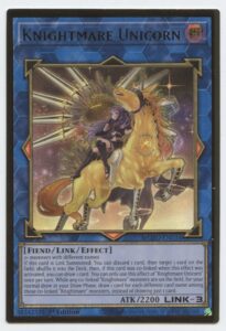 knightmare unicorn (alternate art) - mged-en034 - premium gold rare - 1st edition