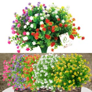 yyoulli 10 bundles artificial flowers for outdoors, uv resistant artificial flowers for home decoration fakes plastic flowers for hanging garden porch window box decor（5 color ）