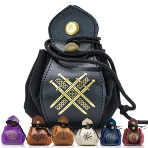 guilt free gaming genuine leather rpg bag | foil stamped | holds 70 dice | great for coins | timeless style | great for dms and players