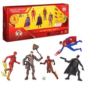 dc comics, the flash ultimate figure set (amazon exclusive), 5 action figures with accessories, 4-inch collectible kids toys for boys and girls 3+