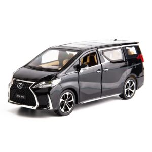 wakakac model car 1/24 lexus lm300 alloy pull back metal collectible toy car with light and sound toy vehicle door can be opened, gift black.